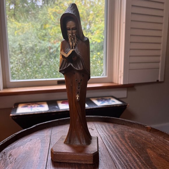 Art | Vintage Hand Carved Wooden Monk | Poshmark
